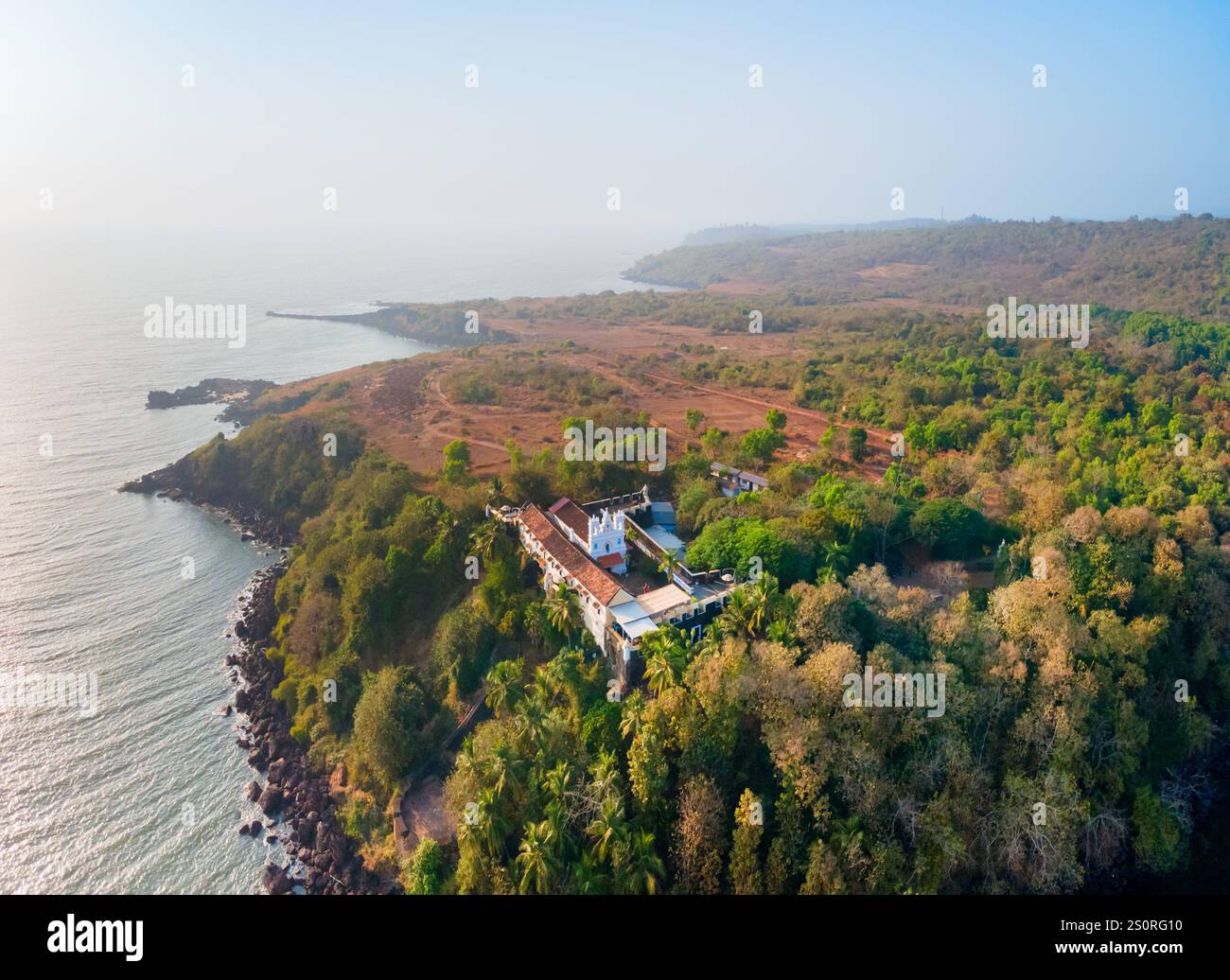Fort Tiracol aerial panoramic view. Fort Tiracol is a portuguese fort ...