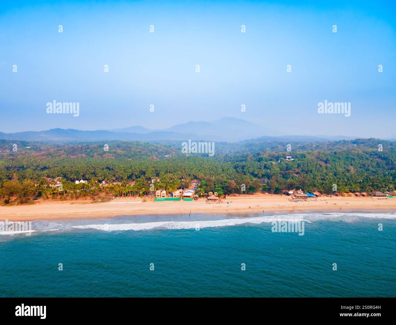 Agonda Beach aerial panoramic view. Agonda Beach is a public beach ...