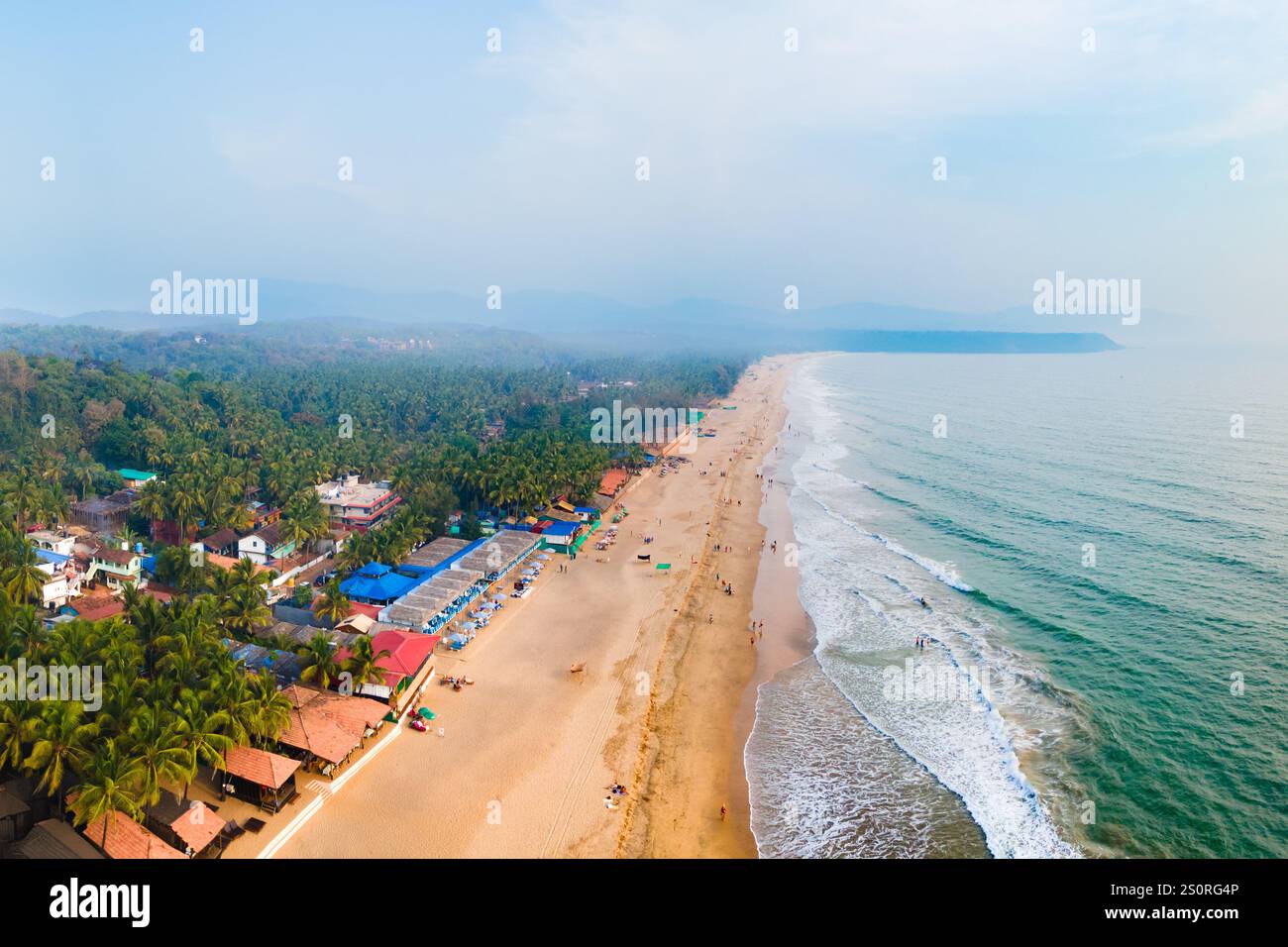 Agonda Beach aerial panoramic view. Agonda Beach is a public beach ...