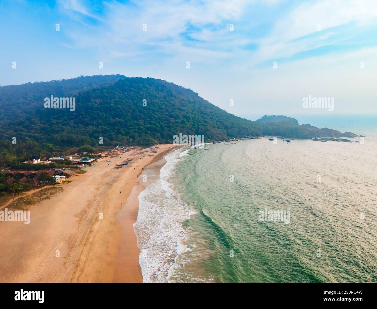 Agonda Beach aerial panoramic view. Agonda Beach is a public beach ...