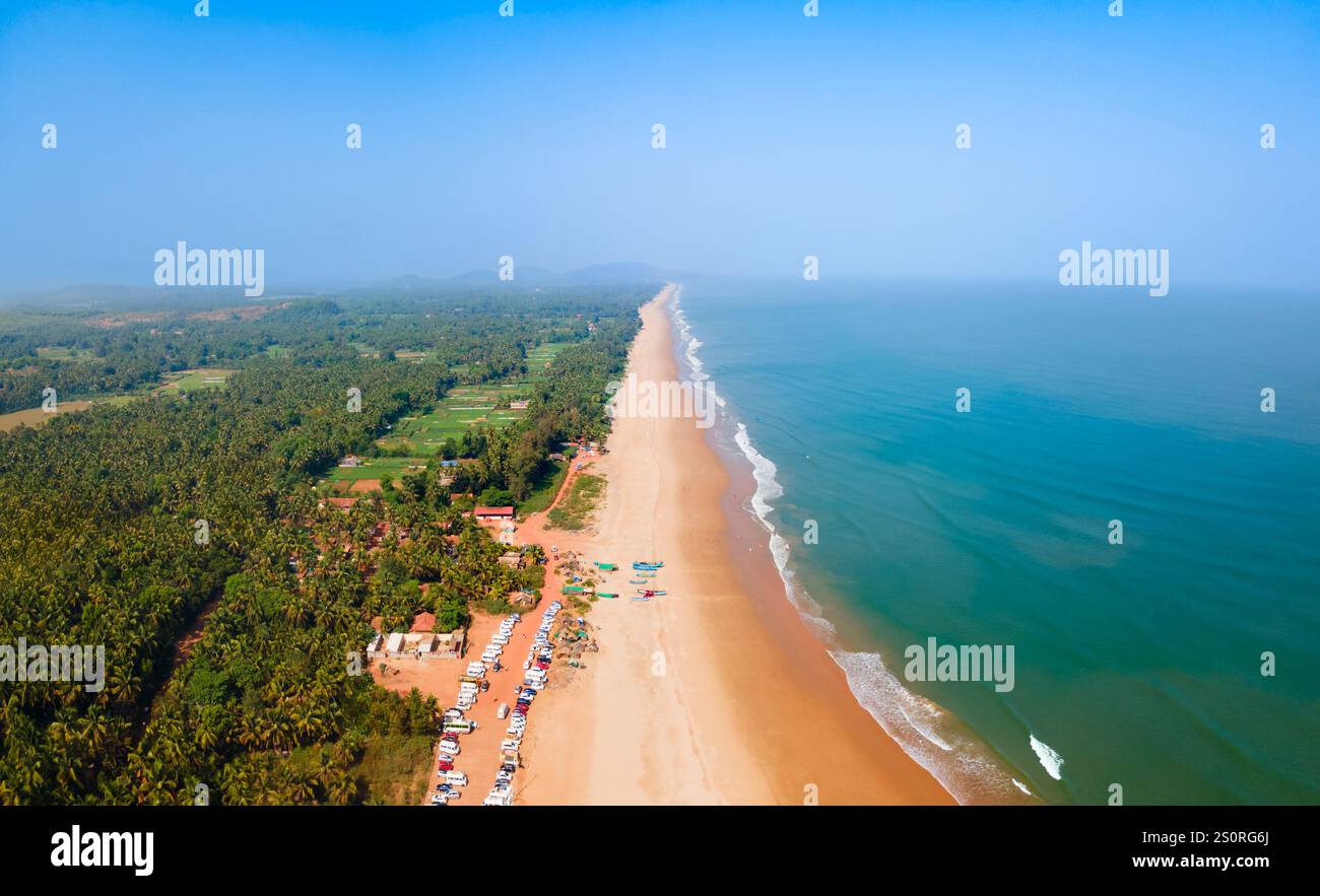 Gokarna Beach aerial panoramic view. Gokarna Beach is a major tourist ...