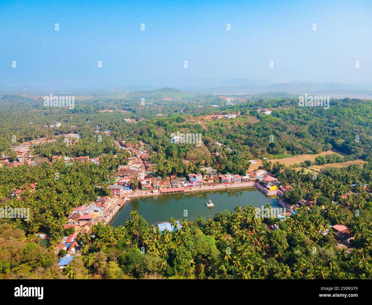 Kotitheertha or Koti Tirtha temple pond aerial panoramic view in ...