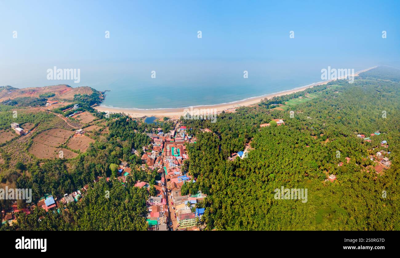 Gokarna Beach aerial panoramic view. Gokarna Beach is a major tourist ...