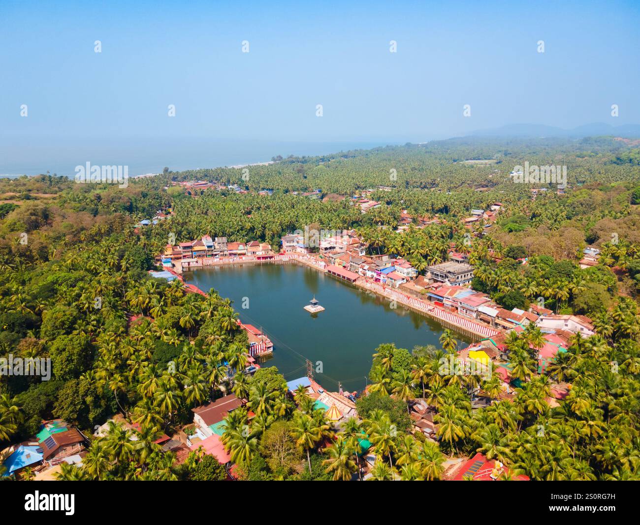 Kotitheertha or Koti Tirtha temple pond aerial panoramic view in ...