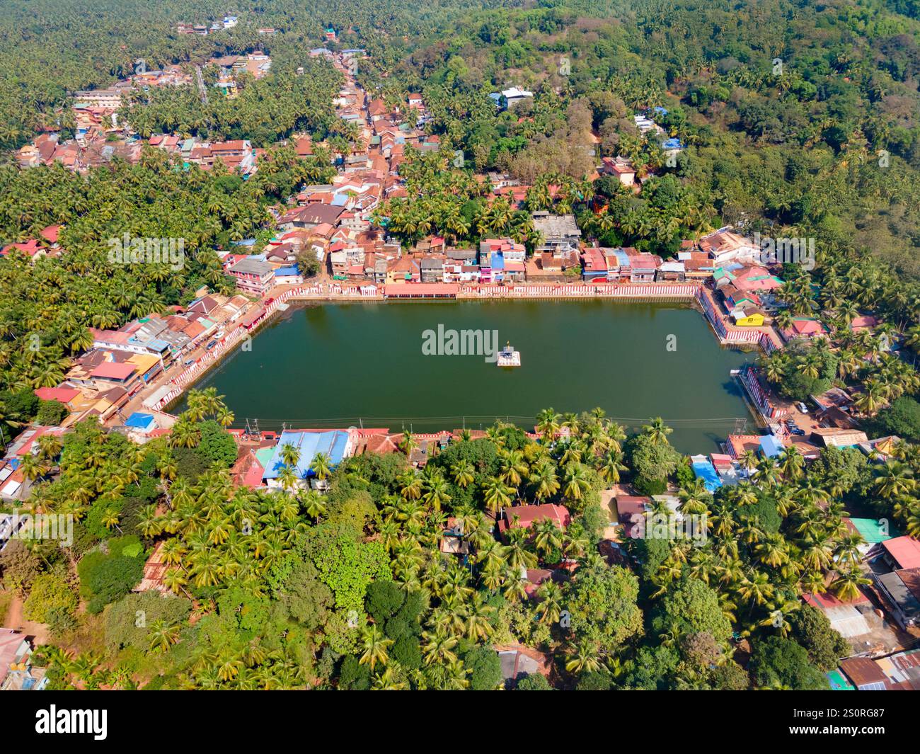 Kotitheertha or Koti Tirtha temple pond aerial panoramic view in ...