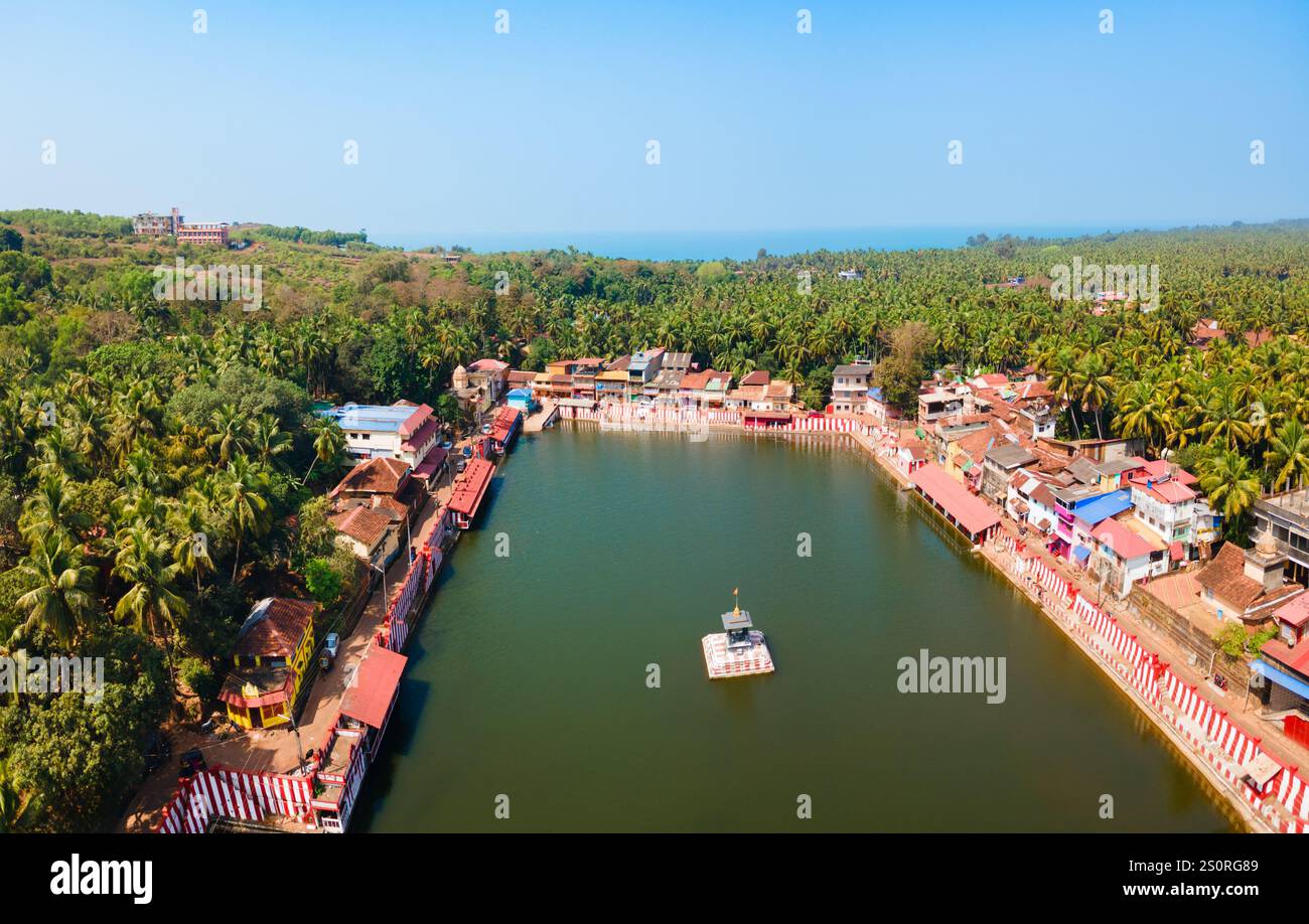 Kotitheertha or Koti Tirtha temple pond aerial panoramic view in ...