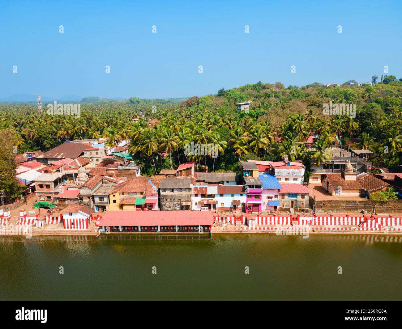 Kotitheertha or Koti Tirtha temple pond aerial panoramic view in ...