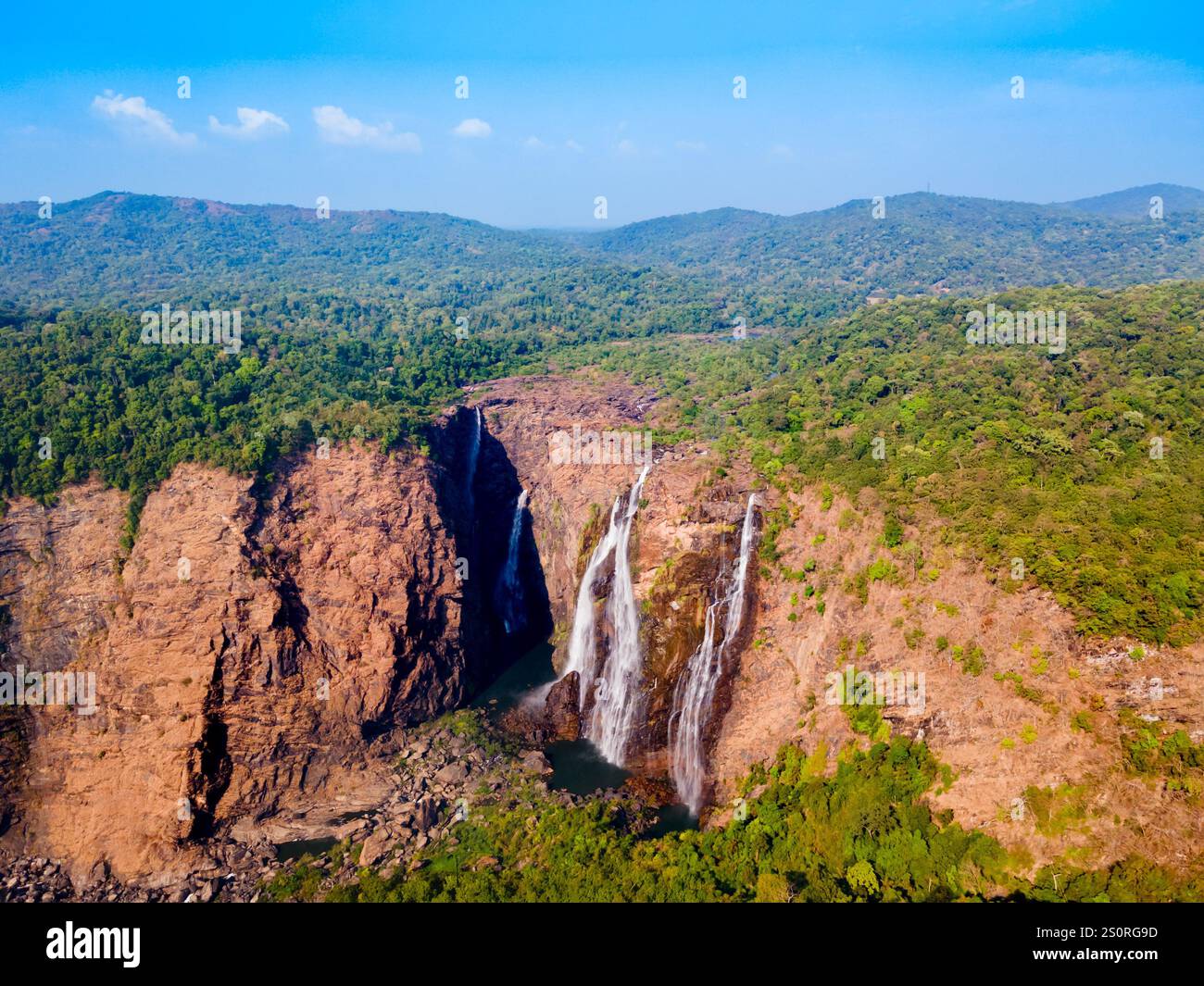 Jog Falls aerial panoramic view. Jog Falls is a waterfall on the ...