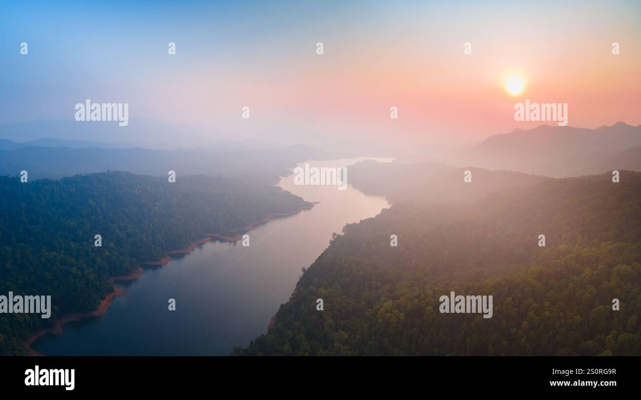 Sharavathi River Valley aerial panoramic view from the viewpoint near ...