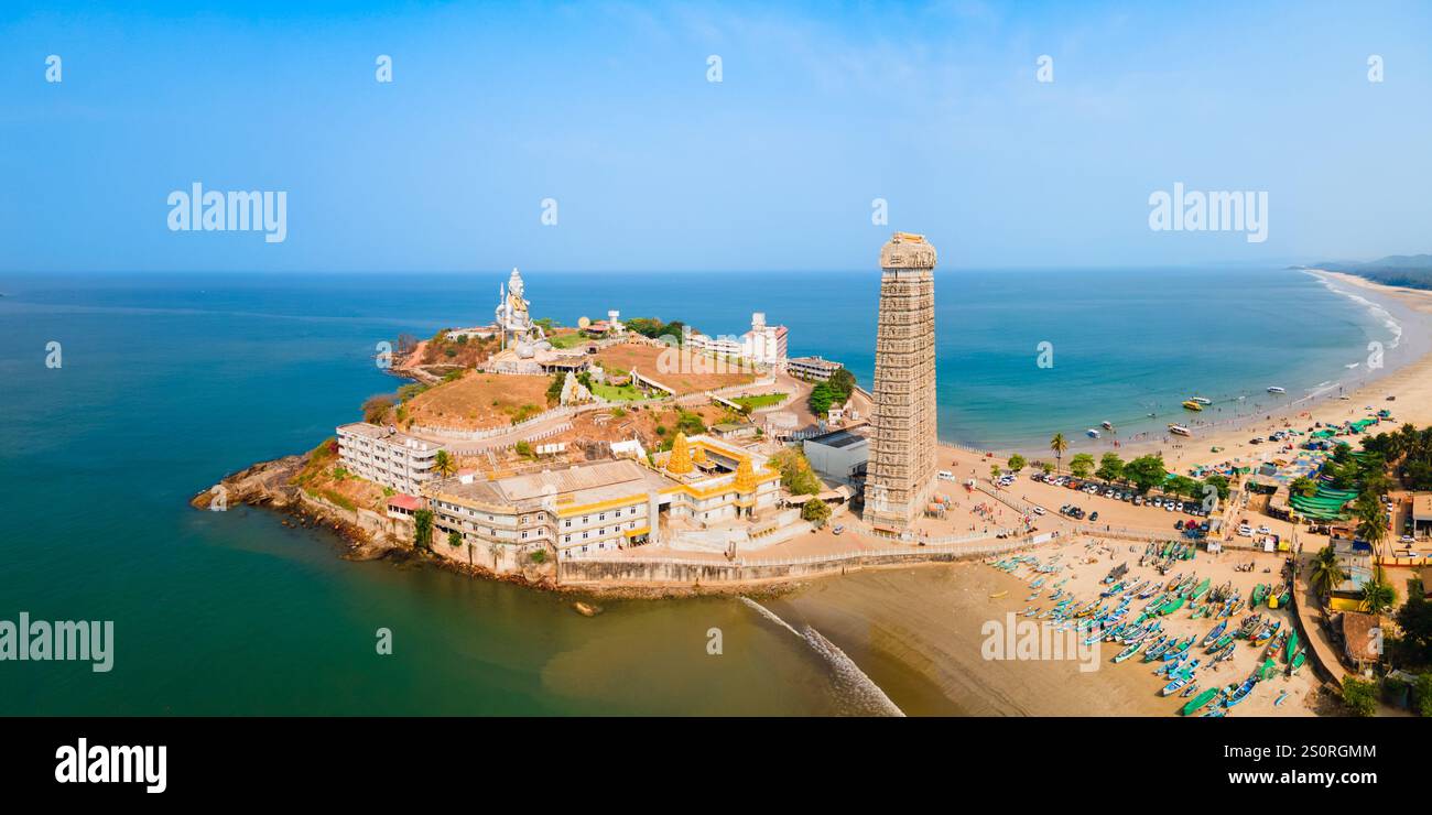 Murudeshwara Temple aerial panoramic view. Murudeshwara Temple is ...