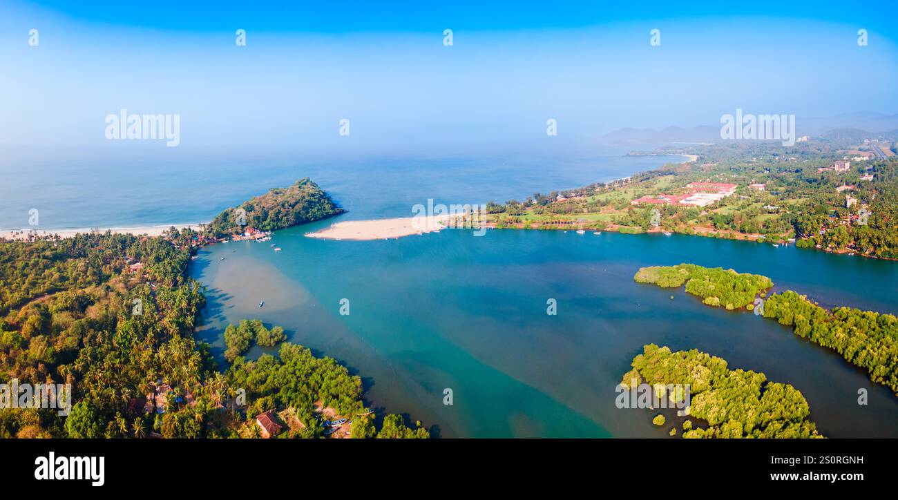 Talpon river, Galgibaga and Talpona beach aerial panoramic view at ...