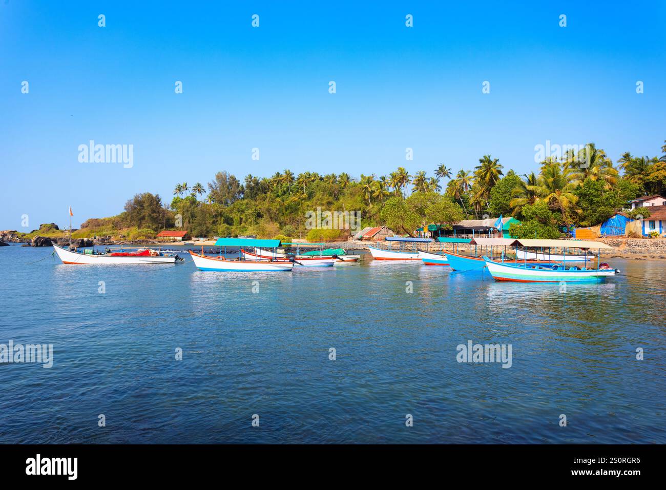 Boats at the Colomb Beach. Colomb Beach is a next beach after Palolem ...