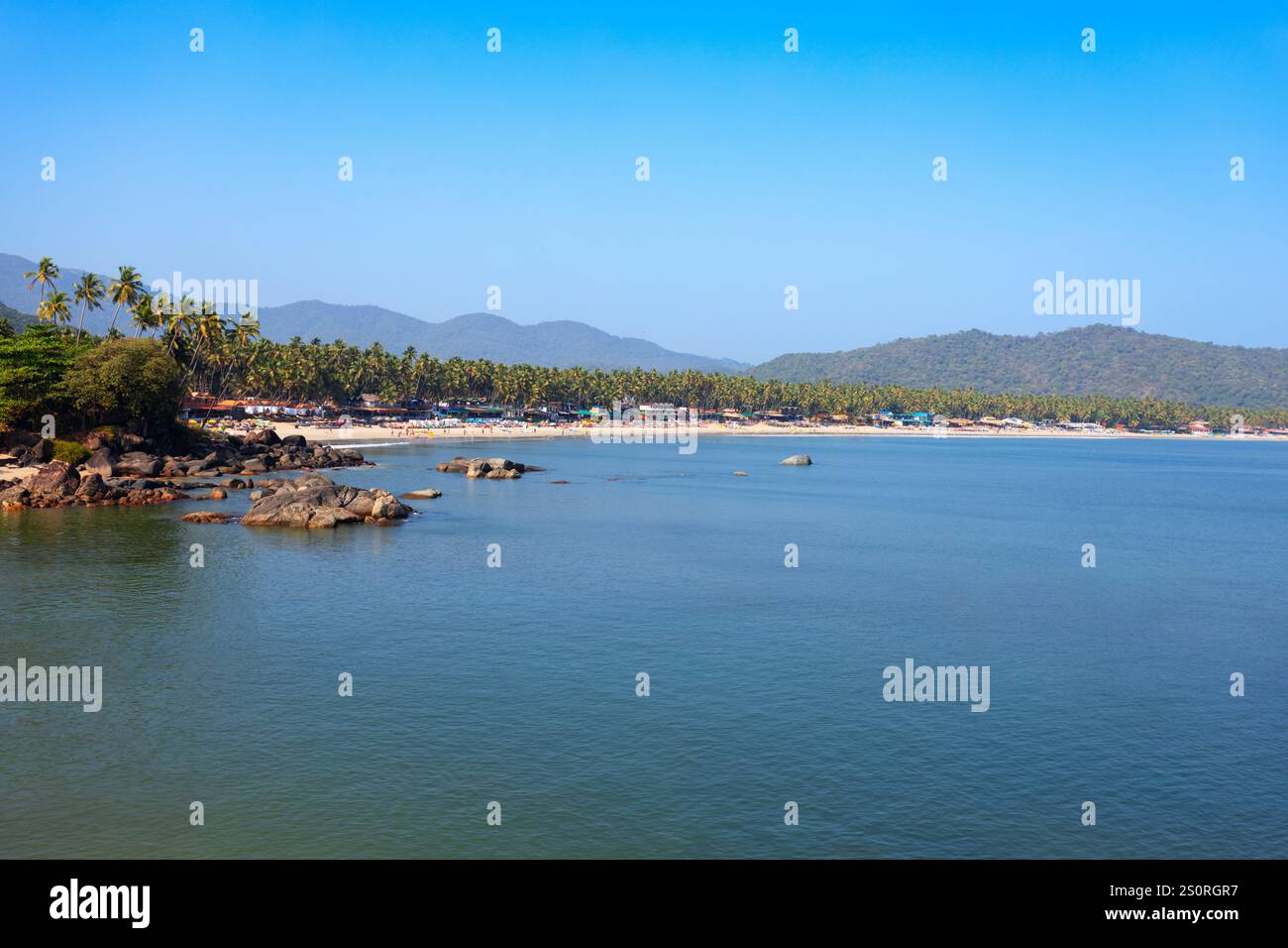 Boats at the Palolem Beach. Palolem Beach is situated in Canacona in ...