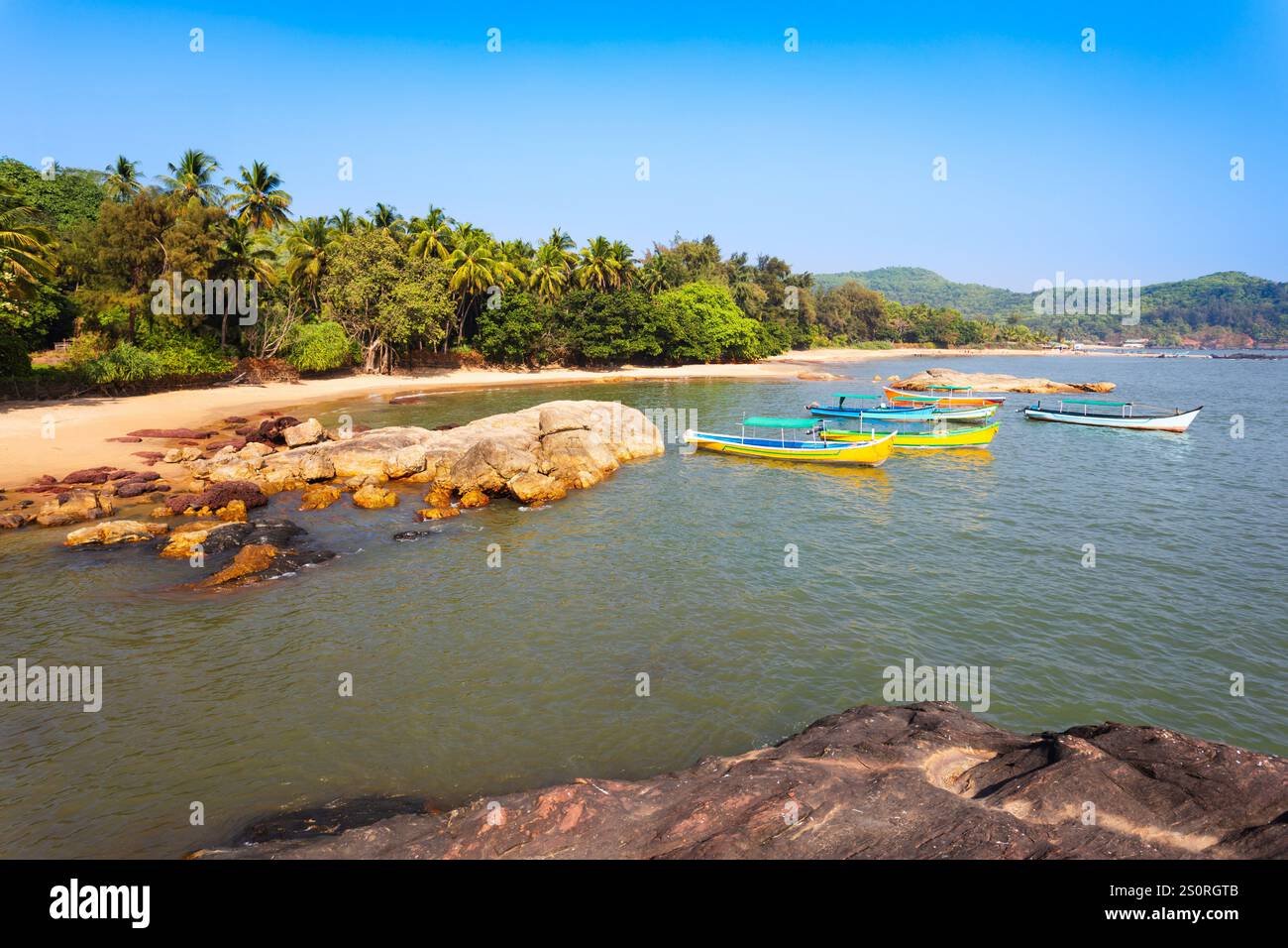 Om Beach near Gokarna town. Om Beach is a major tourist attraction in ...