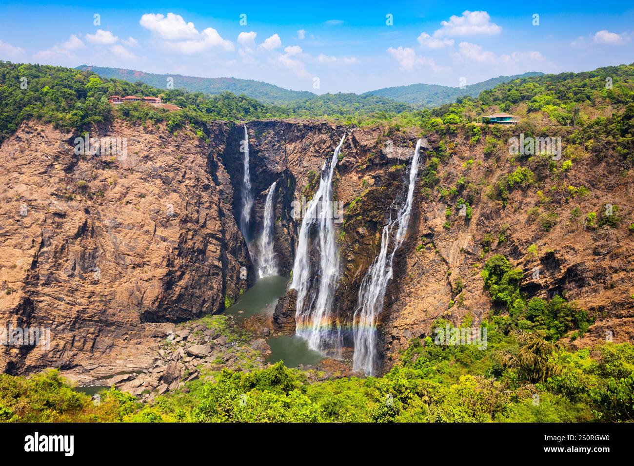Jog Falls aerial panoramic view. Jog Falls is a waterfall on the ...