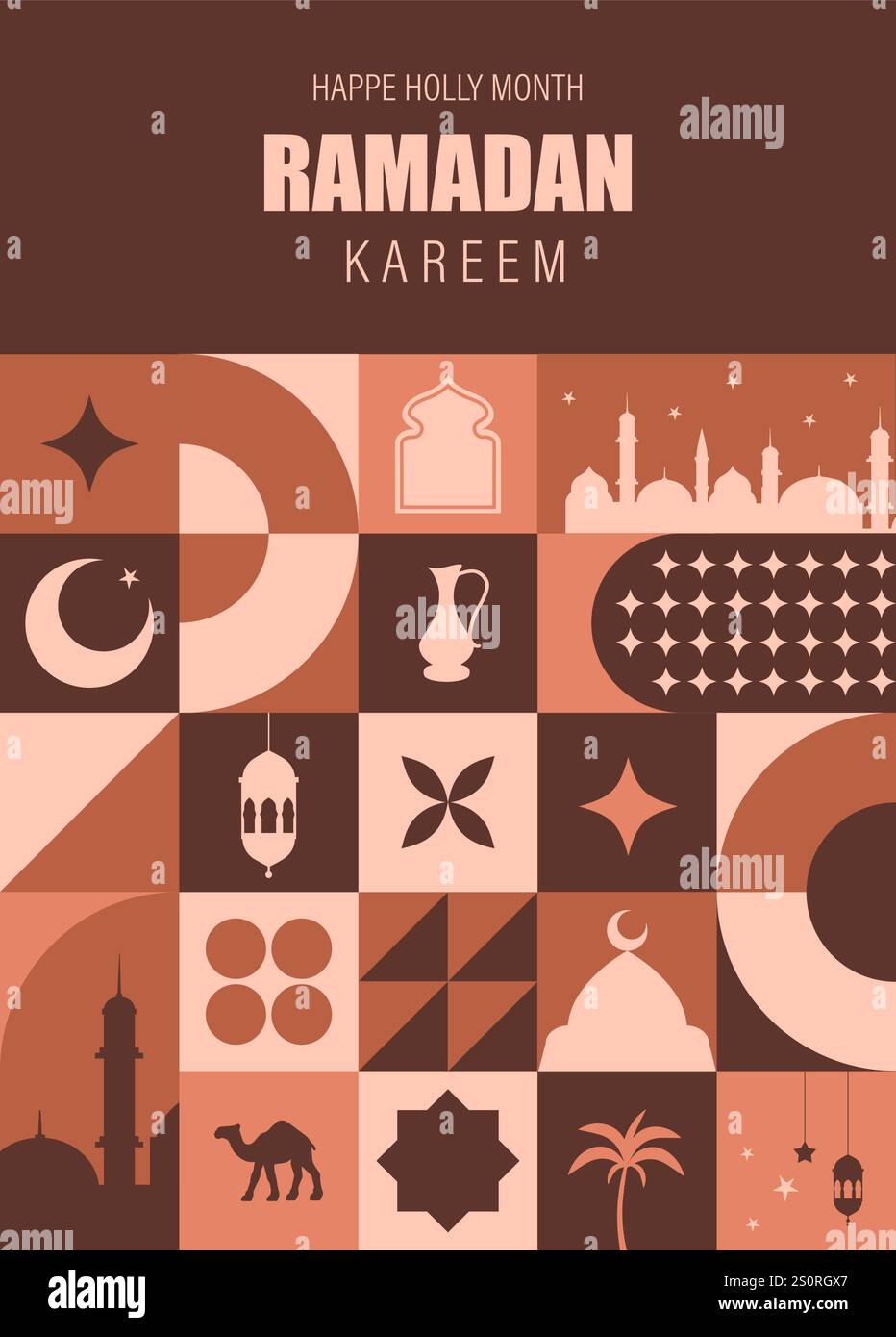 Happy Ramadan Kareem poster. Modern neo geometric abstract background ...