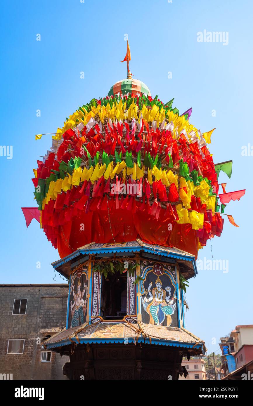 Gokarna, India - January 28, 2023: Wooden chariot at the Mahabaleshwar ...