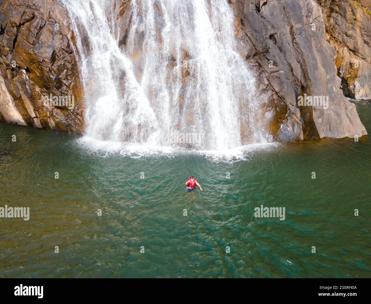 Goa, India - January 22, 2023: Dudhsagar Falls aerial panoramic view ...