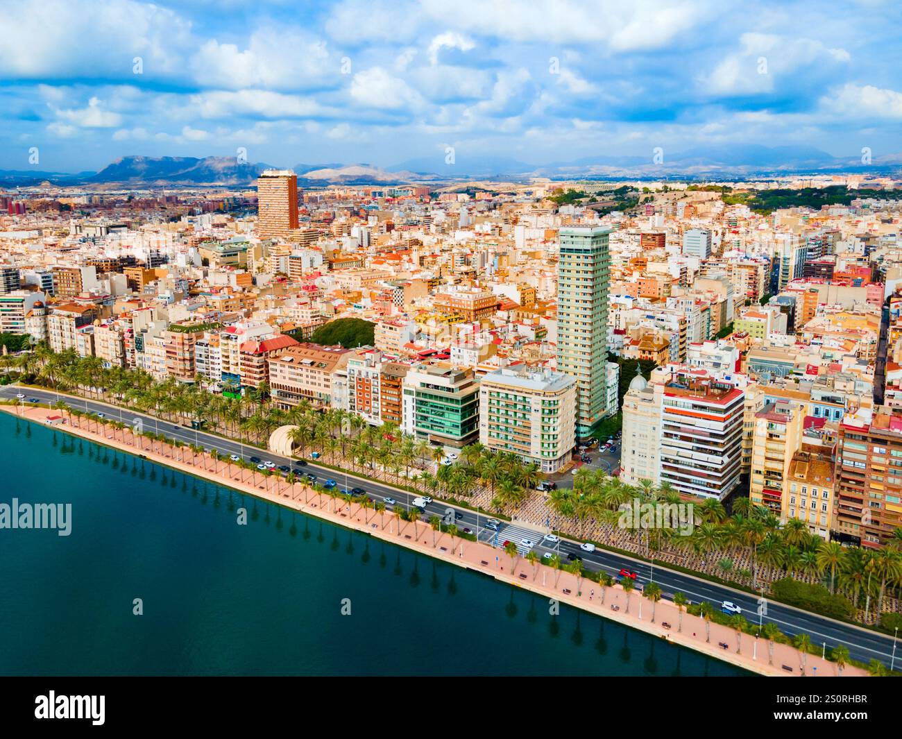 Alicante city centre aerial panoramic view. Alicante is a city in the ...