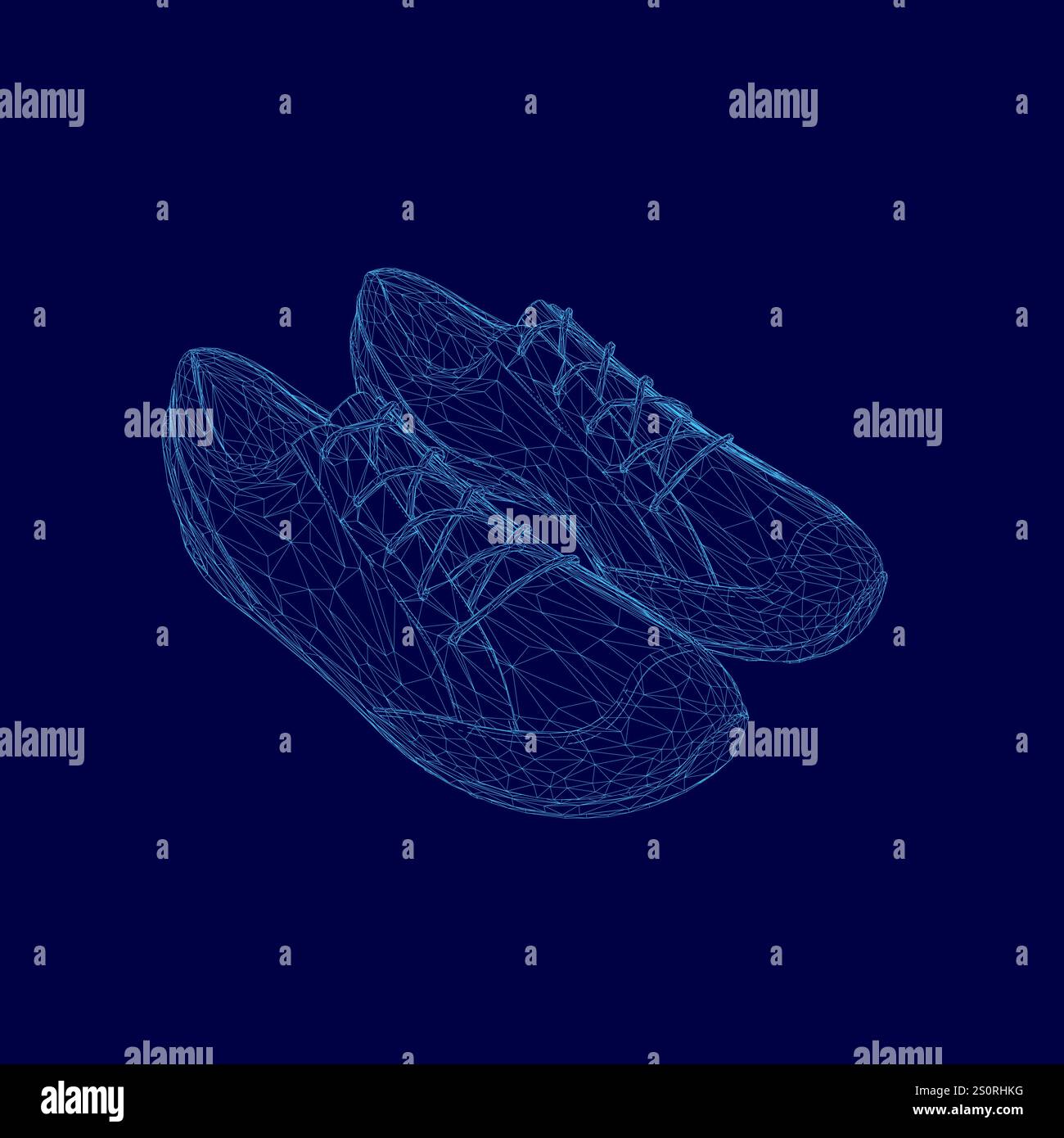 Pair of shoes are shown in a blue background. Concept of depth and ...