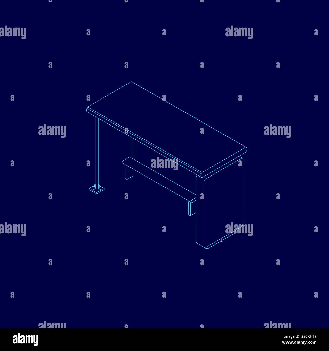 Bus stop outline. Isometric view. Vector illustration Stock Vector ...