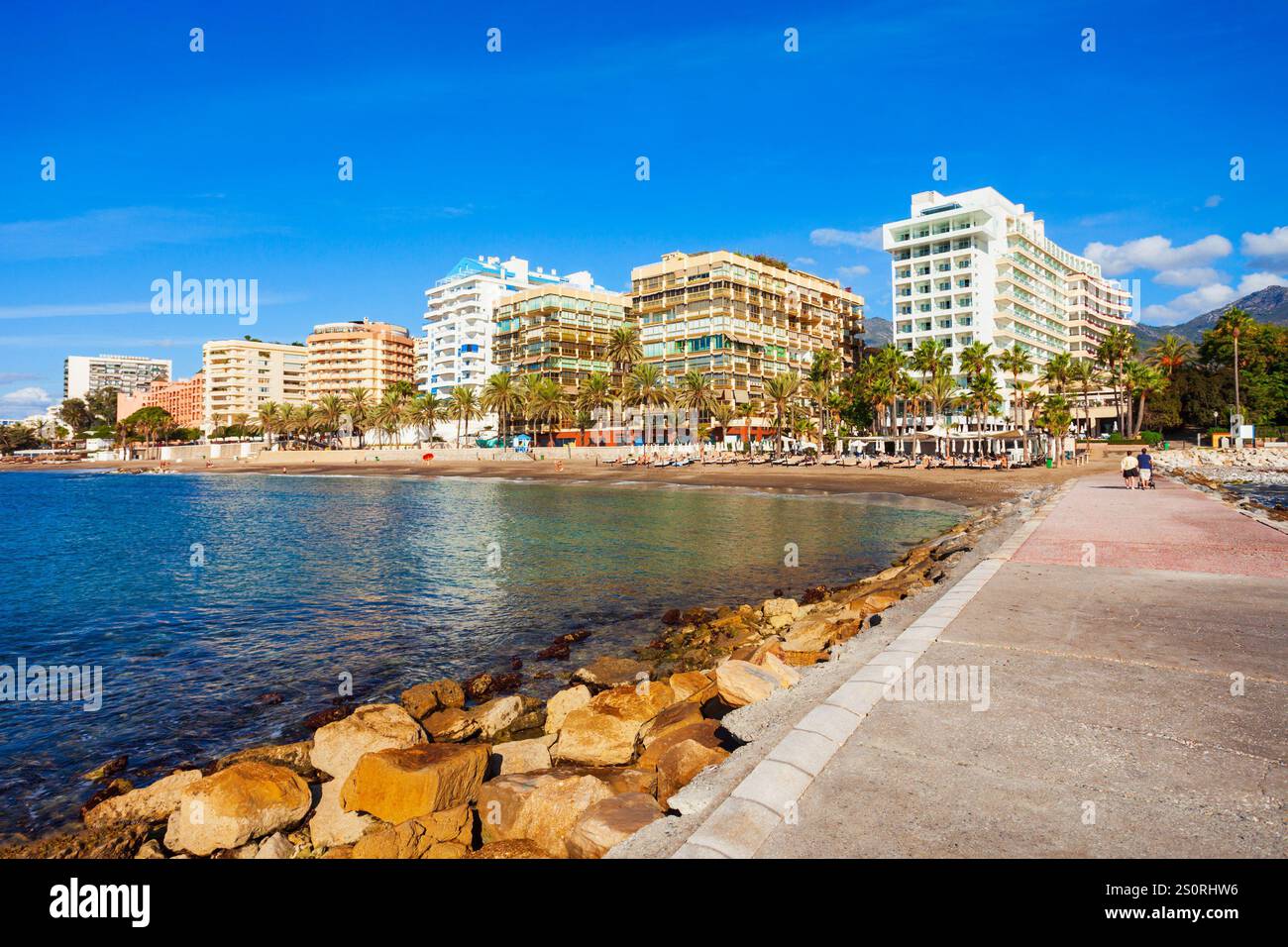 Marbella city beach. Marbella is a city in the province of Malaga in ...