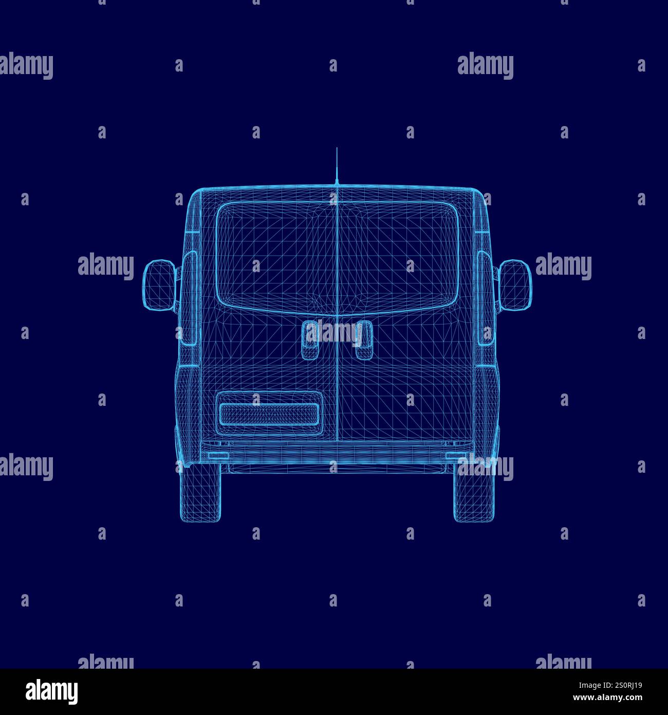 Blue van with a blue background. The van is shown in a 3D format Stock ...