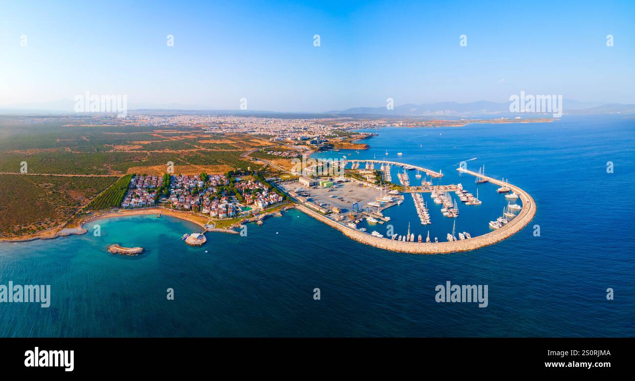 Didim Marina aerial panoramic view. Didim is a town near Marmaris city ...