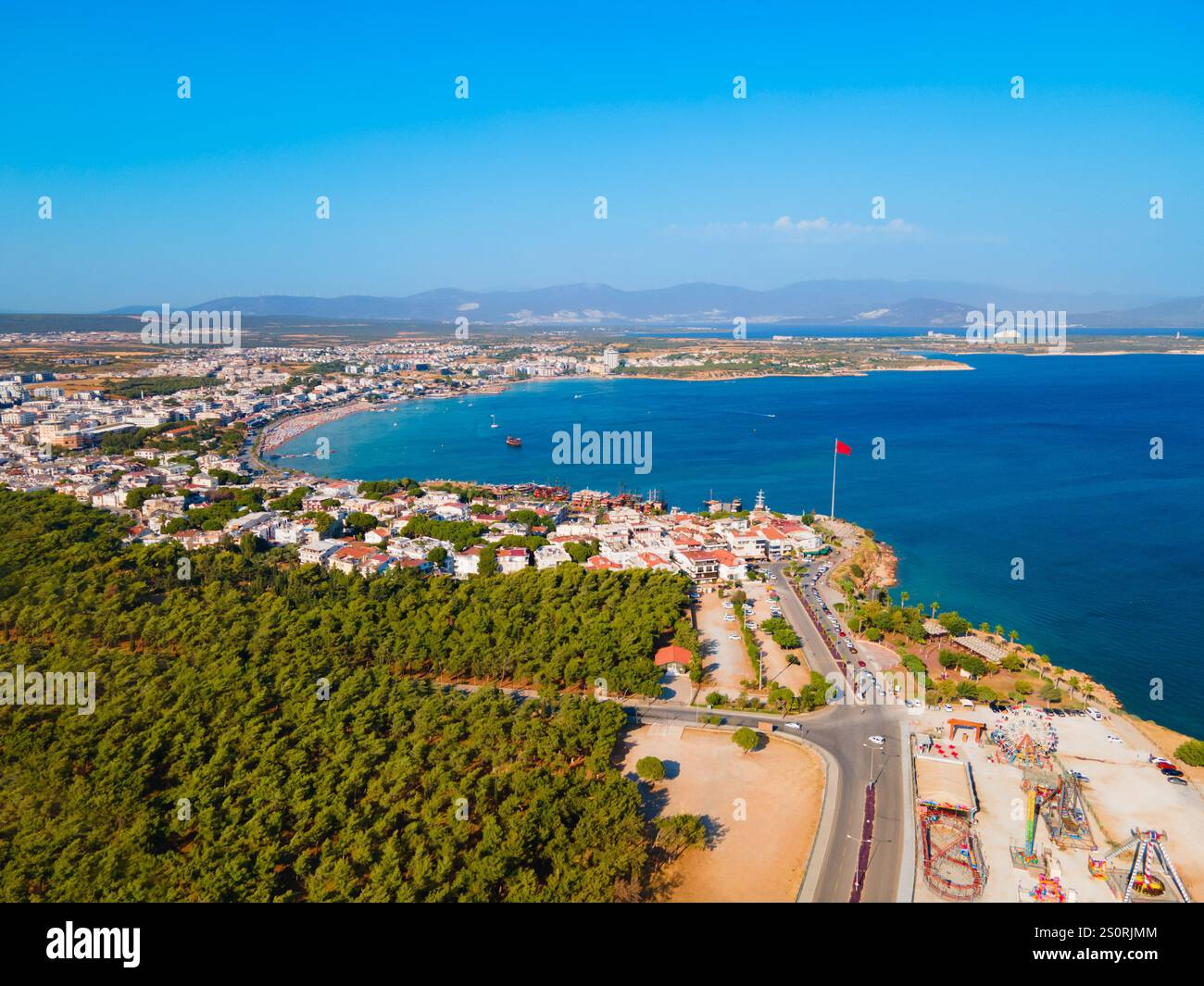 Didim city beach aerial panoramic view. Didim is a town near Marmaris ...