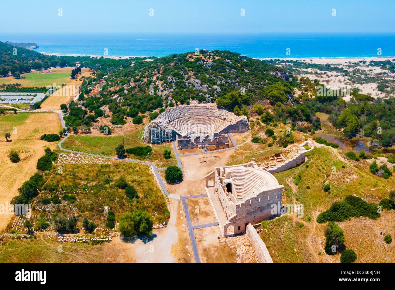 Patara aerial panoramic view. Patara was an ancient city and for a ...