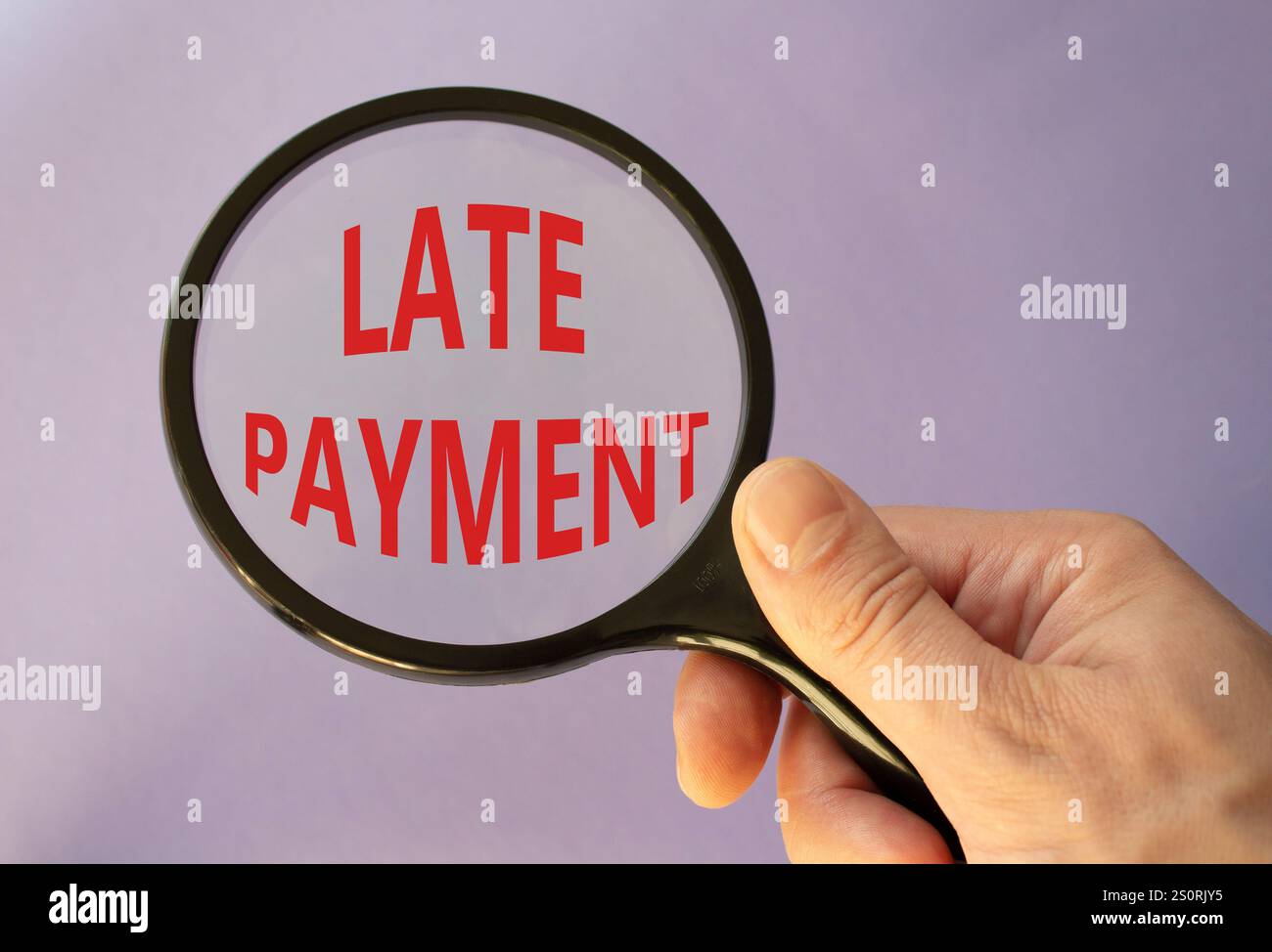 Late payment symbol. Concept word Late payment on magnifying glass ...