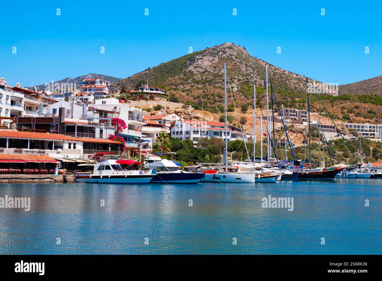 Boats and yachts at Datca marina in Turkey. Datca is a town near ...