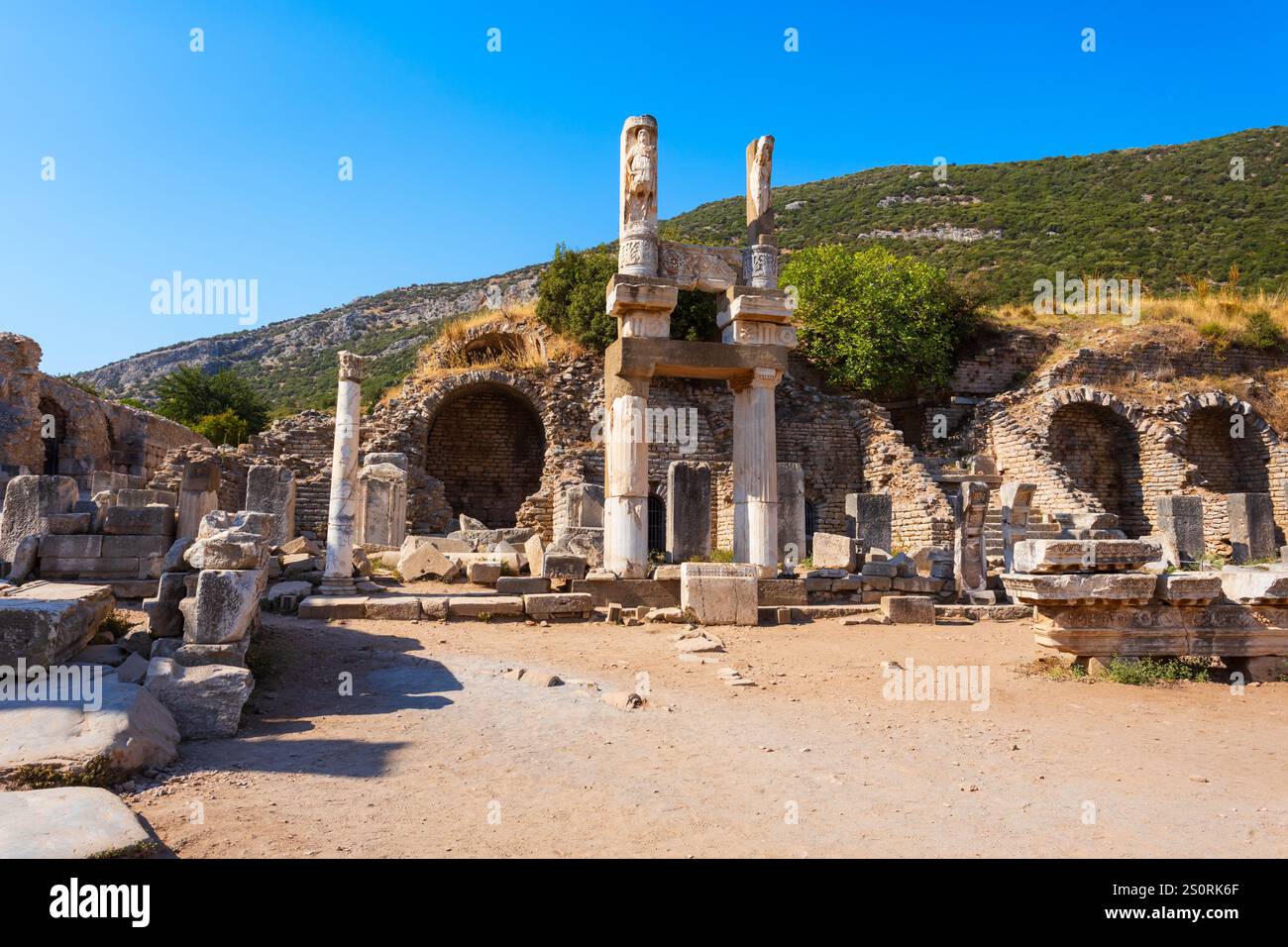 The Square and The Temple of Domitian at the Ephesus ancient Greek city ...
