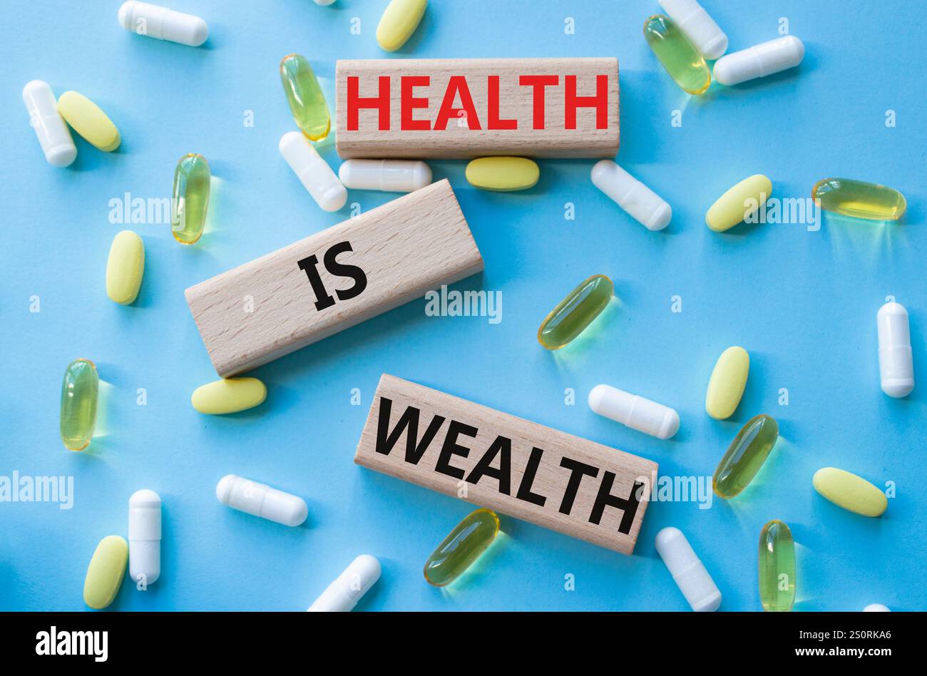 Health is Wealth symbol. Concept word Health is Wealth on wooden blocks ...