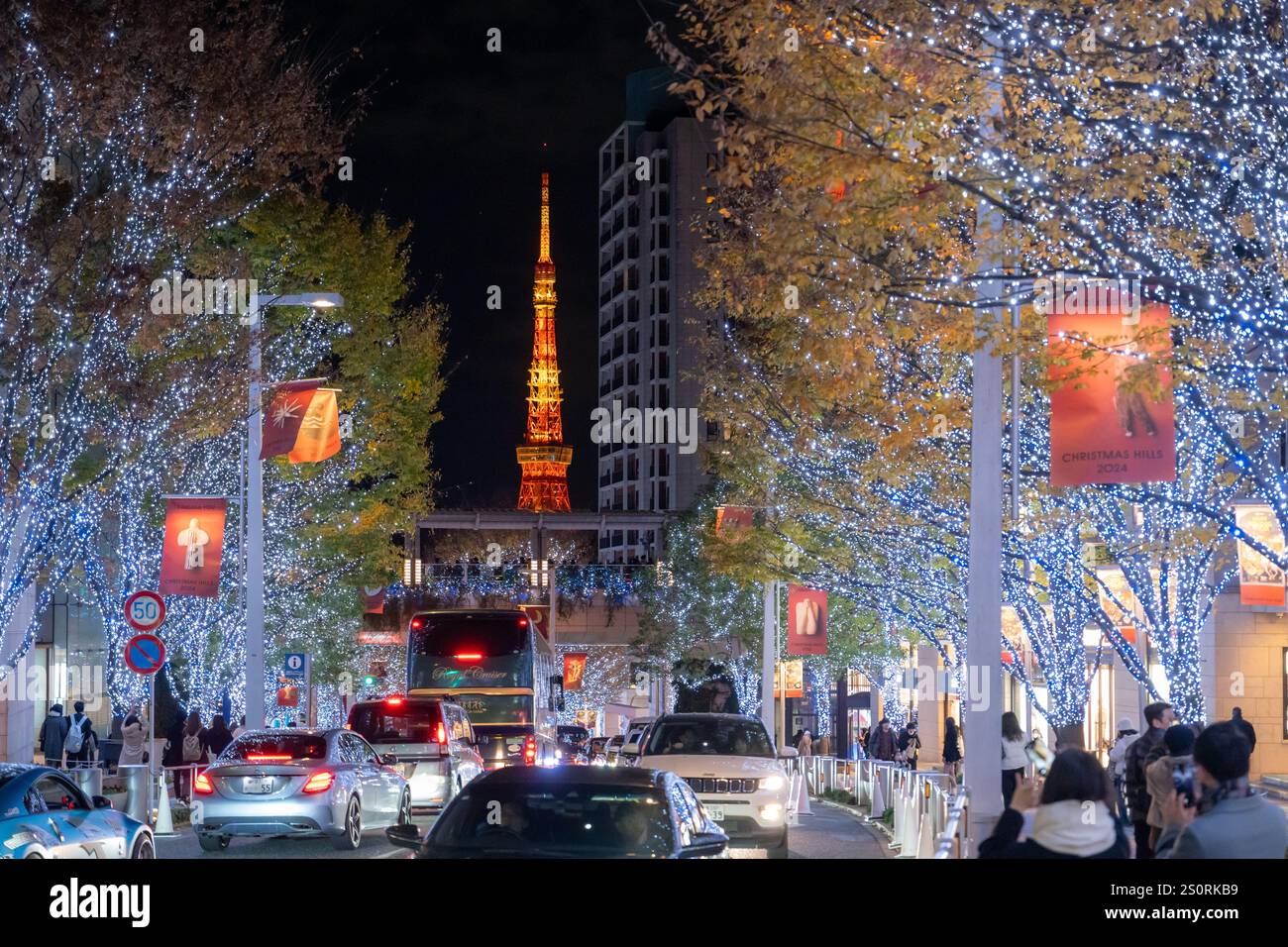 Tokyo, Japan - 14 December 2024 - View of Tokyo Tower at night seen ...
