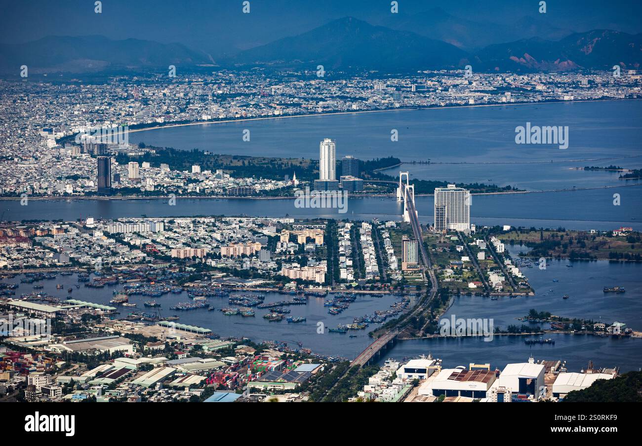 Da Nang city Centre skyline aerial panoramic view. Danang is the fourth ...