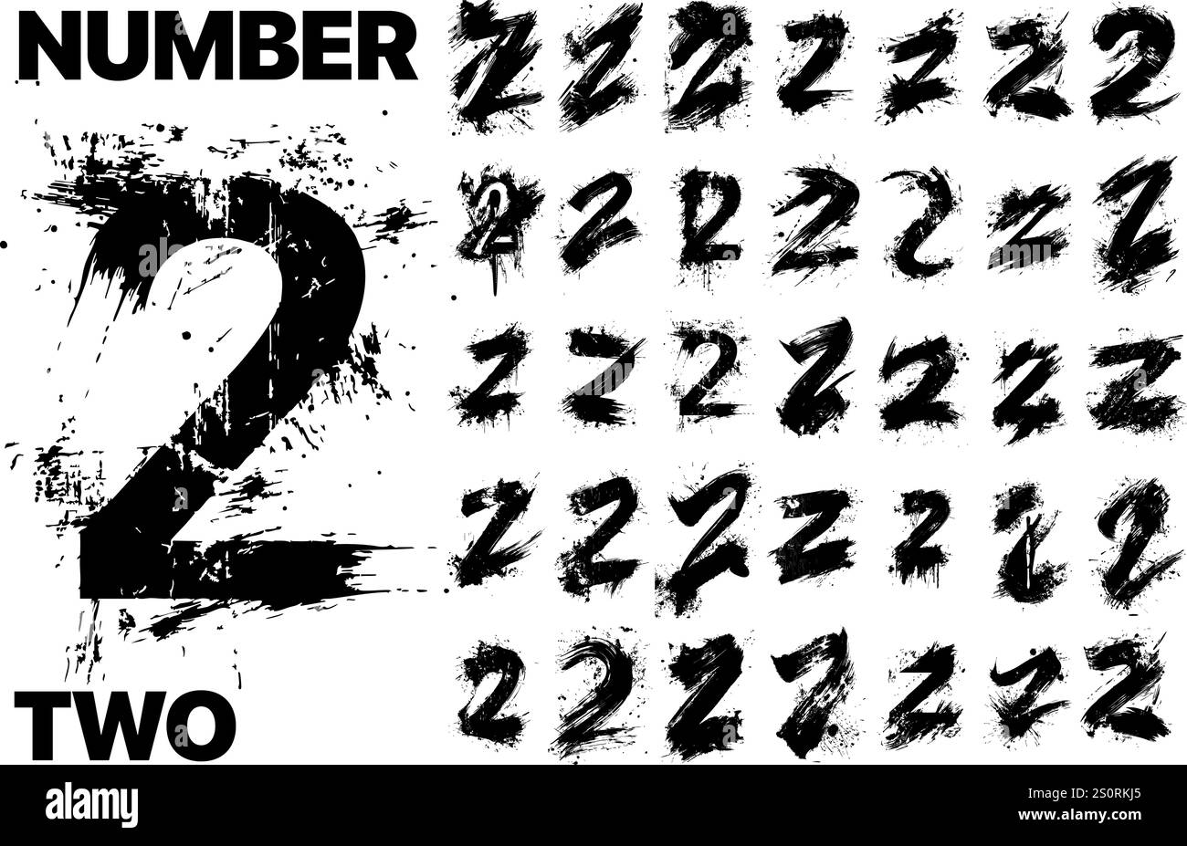 Vector number Two. Many variations of the number 2 on a white ...
