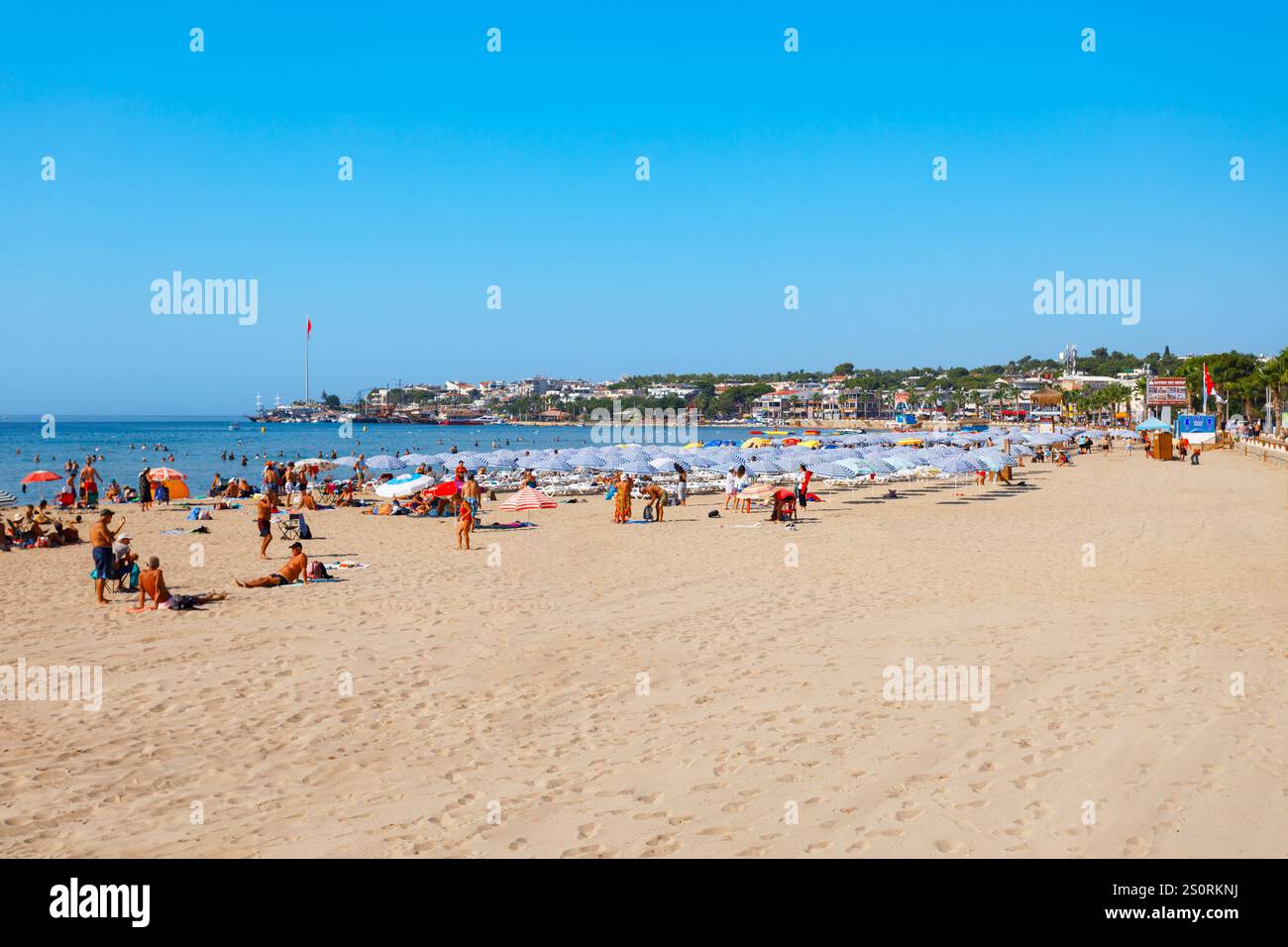 Didim, Turkey - July 30, 2022: People relaxing at the Didim city beach ...