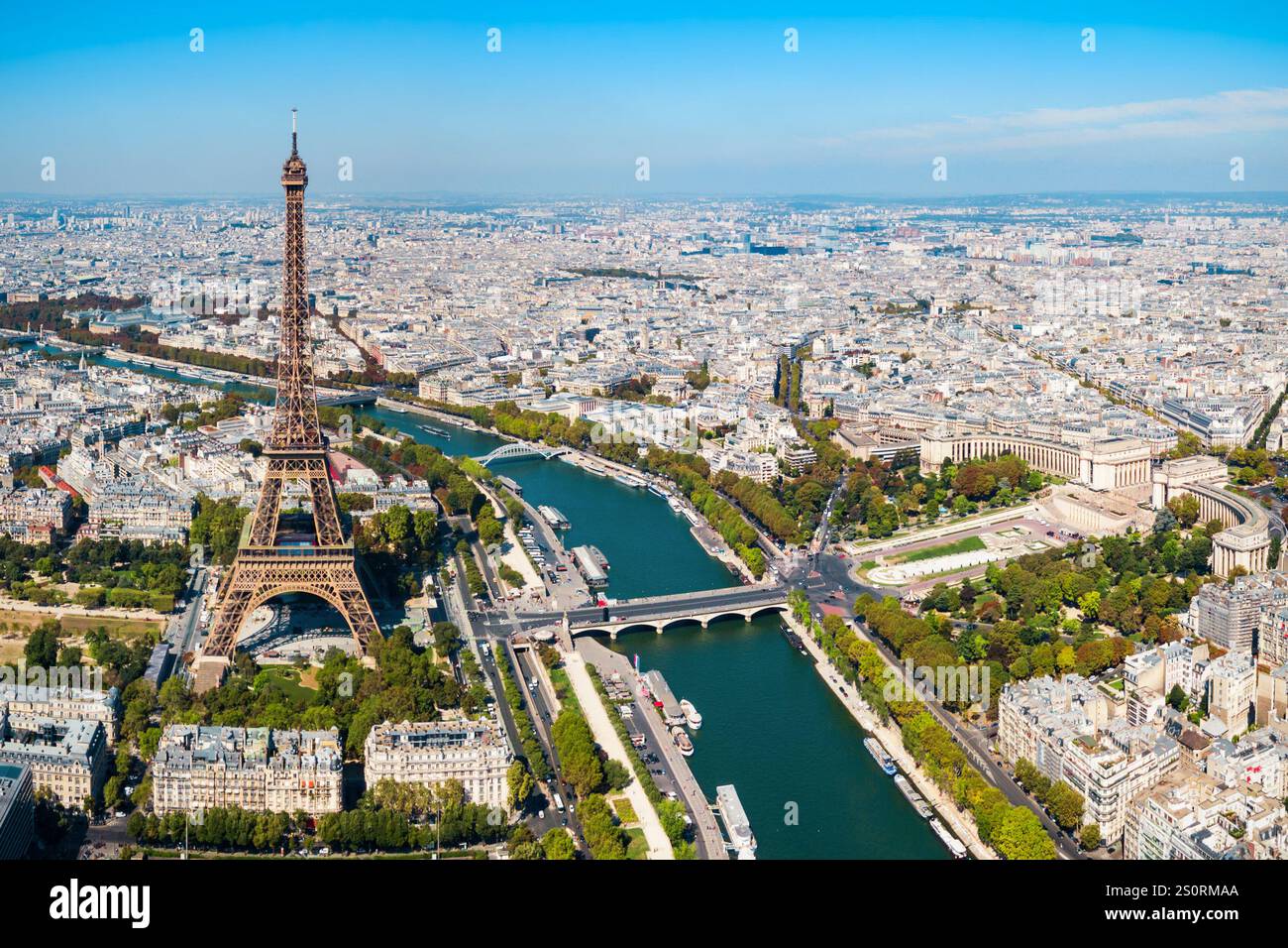 Paris city aerial panoramic view. Paris is the capital and most ...