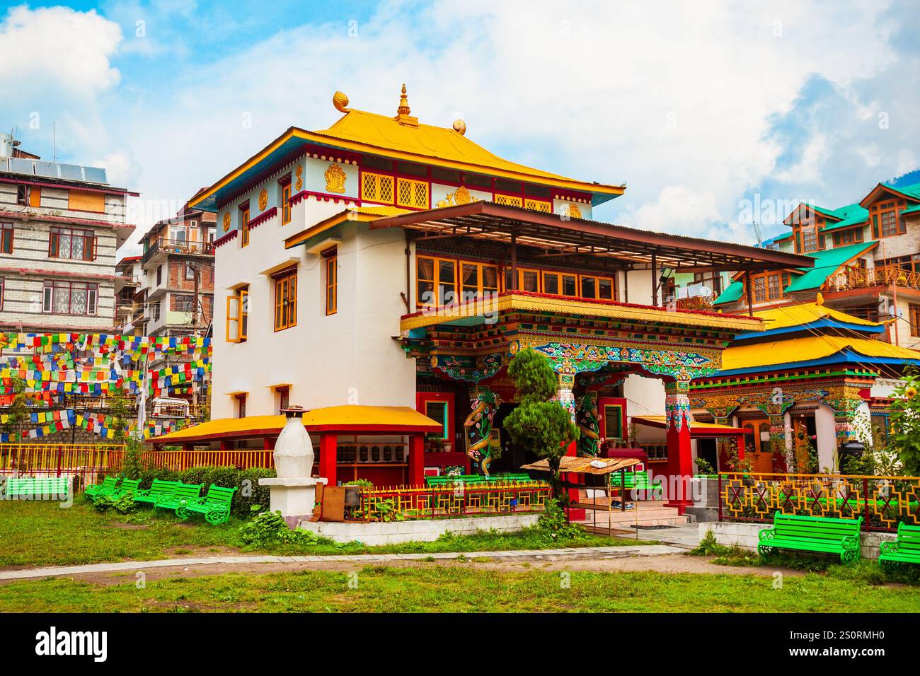 Buddhist Monastery and Temple in Manali town, Himachal Pradesh state of ...