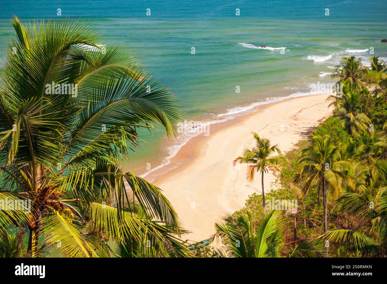 Goa beach aerial panoramic view in India Stock Photo - Alamy