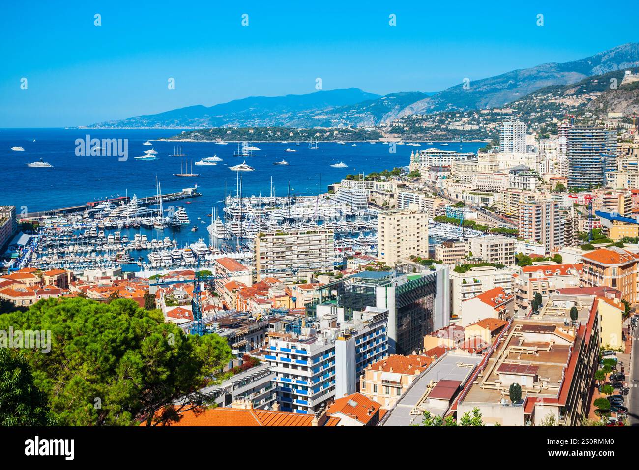 Monte Carlo, Monaco aerial panoramic view. Monaco is a country on the ...