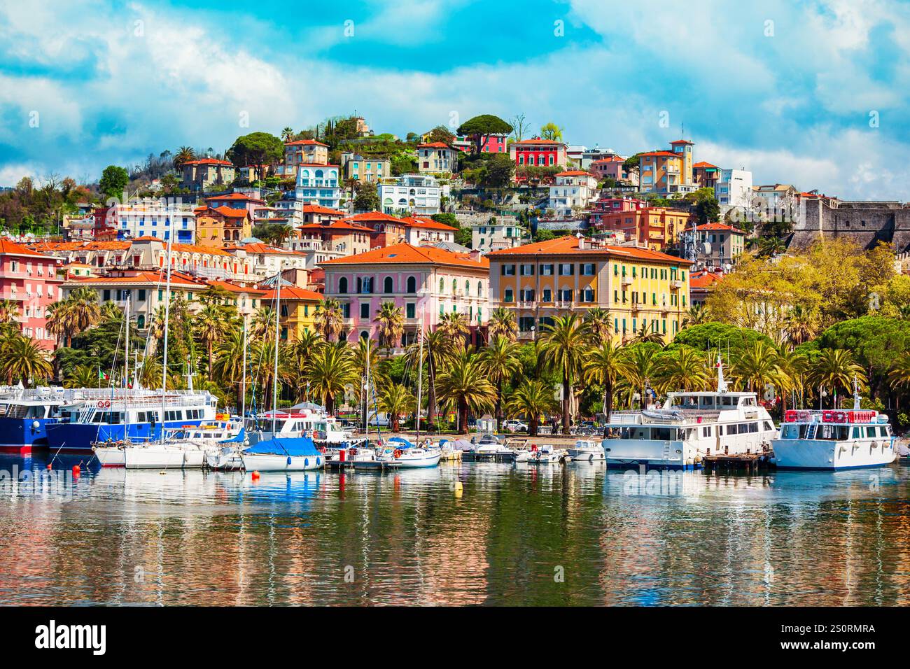 Boats and yachts in the La Specia city port, Liguria region of Italy ...