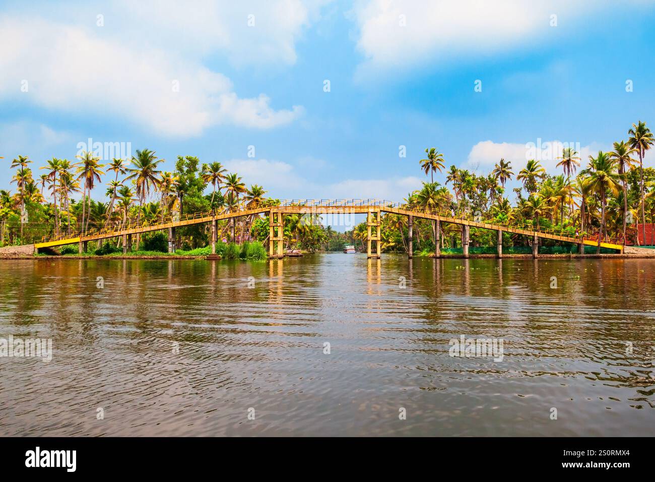 Alappuzha backwaters landscape with bridge in Kerala state in India ...