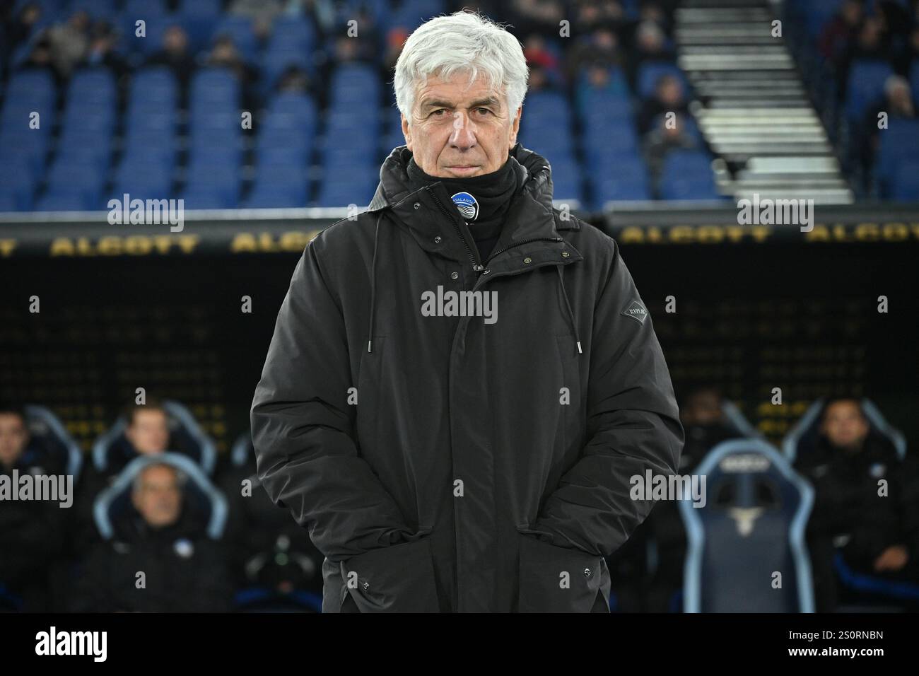 Rome, Lazio. 28th Dec, 2024. Atalanta trainer Gian Piero Gasperini reacts during the Serie A ...