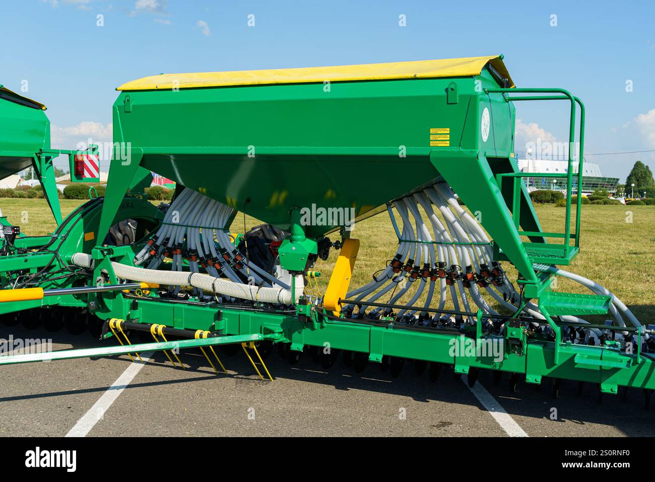 Bobruisk, Belarus - June 28, 2024: A bright green universal air seeder ...
