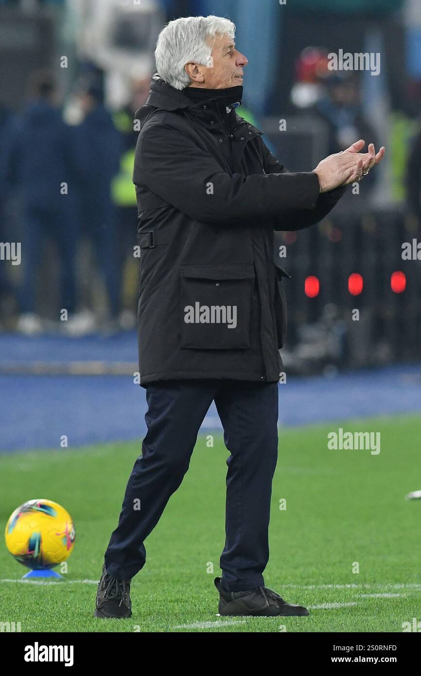 Rome, Lazio. 28th Dec, 2024. Atalanta trainer Gian Piero Gasperini reacts during the Serie A ...