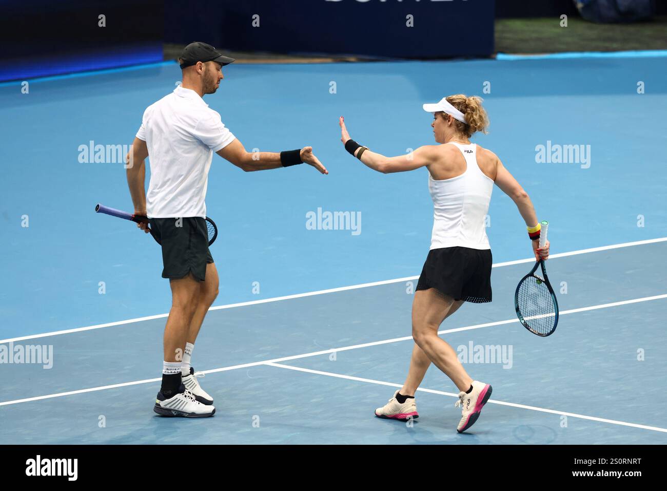 Tim Puetz and Laura Siegemund of Germany celebrate after winning a ...