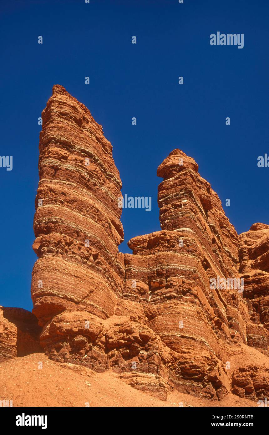 Striated columns, Moenkopi Formation, western side of Capitol Reef ...