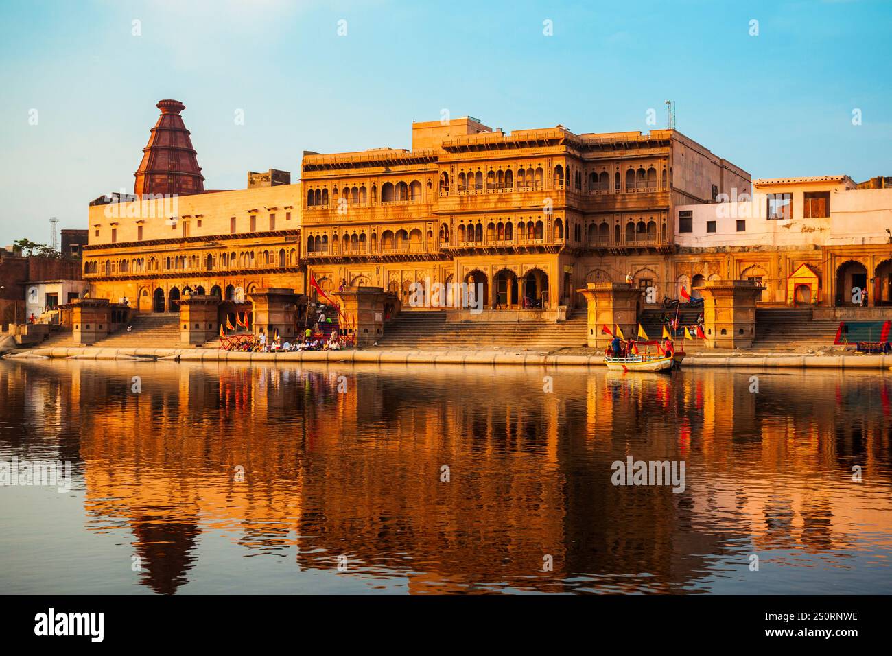 Krishna Temple at the Keshi Ghat on Yamuna river in Vrindavan near ...